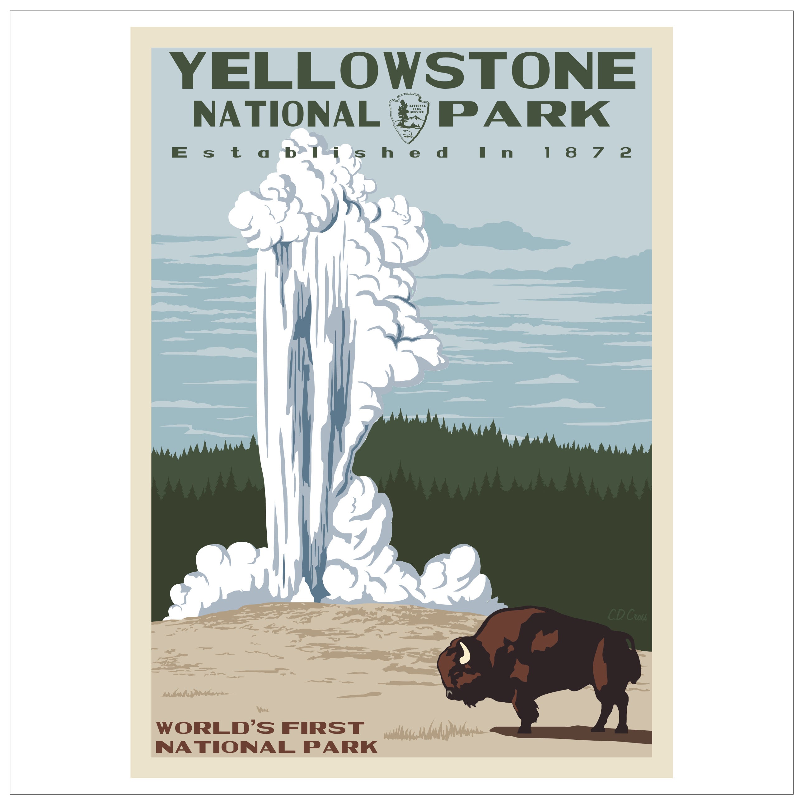 Yellowstone National Park | Retro Ranger Graphics